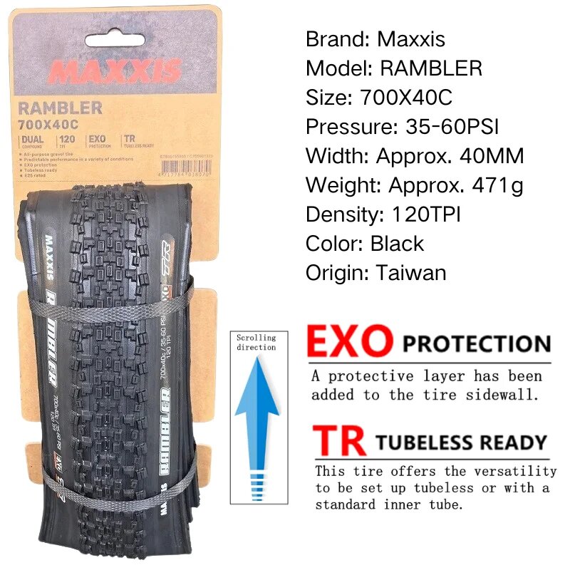 MAXXIS RAMBLER 700x40C, черный, EXO
