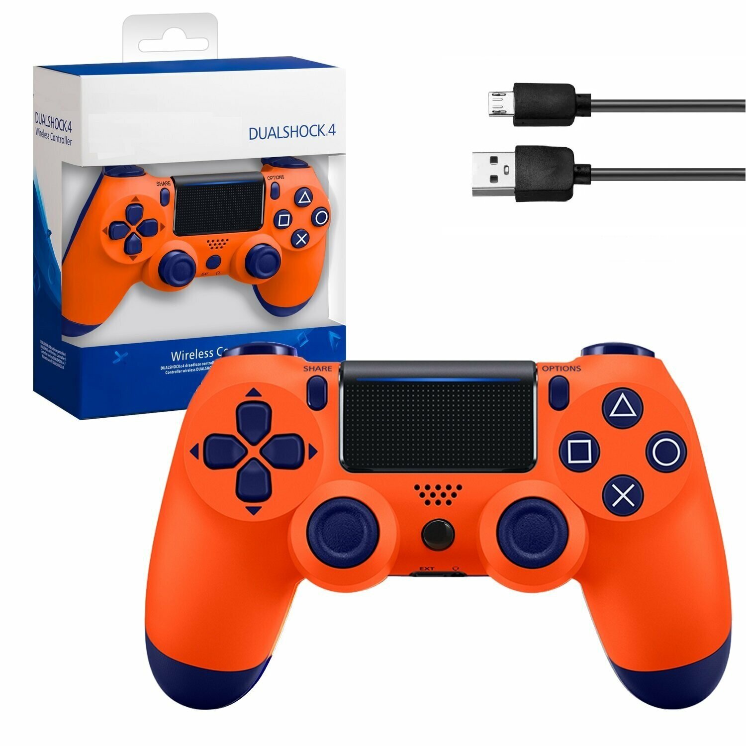 Геймпад/Джойстик/Контроллер беспроводной для консоли/приставки PS4 оранжевый