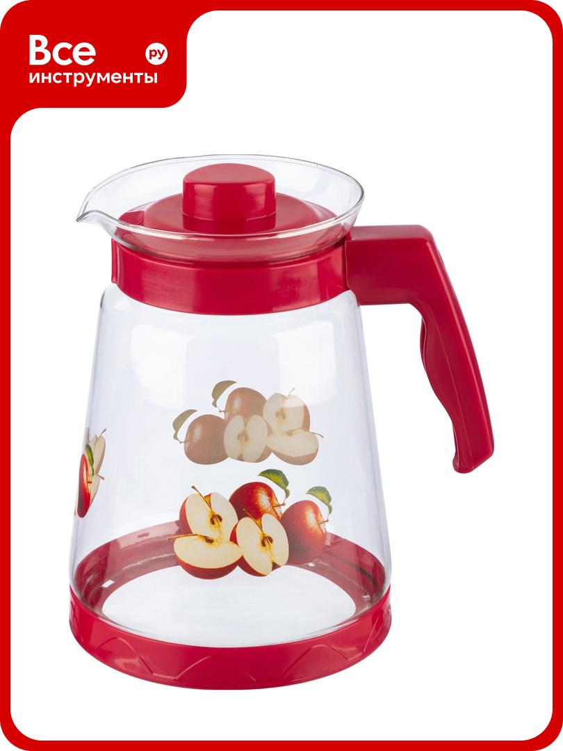 Кувшин из стекла с пластик ручкой Mallony PENTOLA-2500, крышка с уплотнением, для горячих и холодных напитков