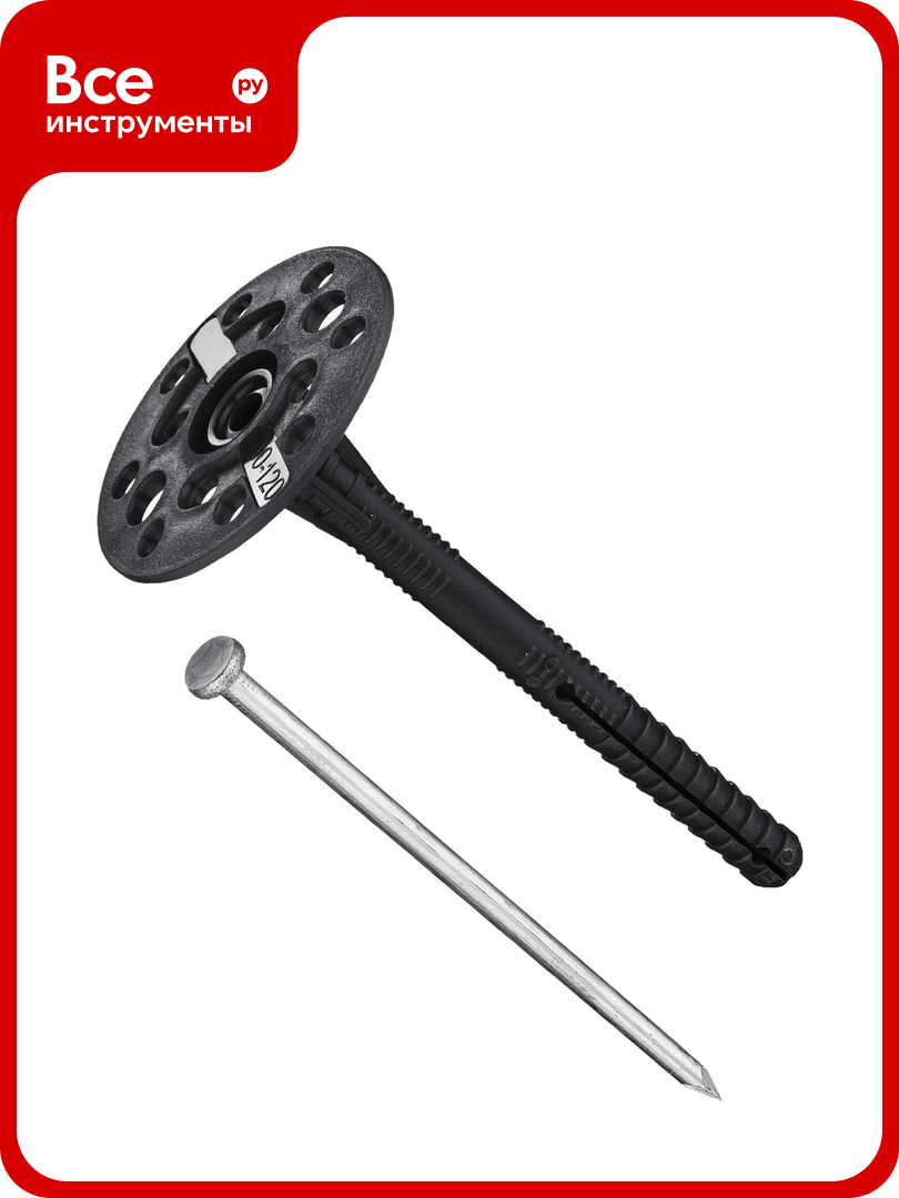 Дюбель для теплоизоляции Tech-Krep с метал. гвоздём, 10x120 мм, 30 шт. пакет ECOPLAST 154330