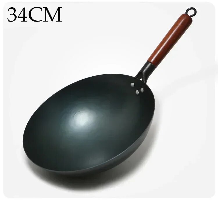 Wok 34CM из железа с деревянной ручкой
