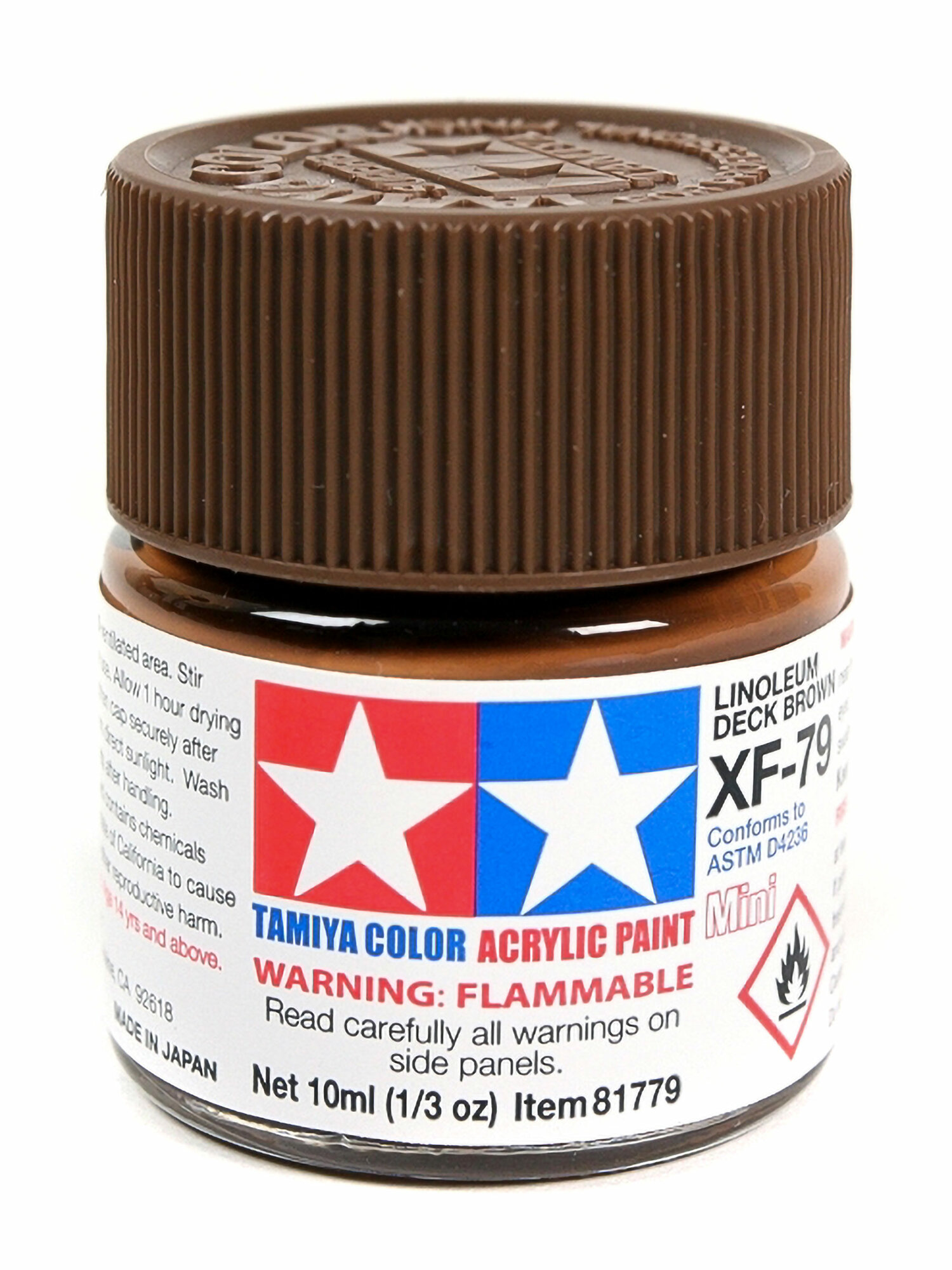 Краска акриловая Tamiya Color XF-79 Linoleum Deck Brown 81779 коричневый линолеум палубы матовая, 10 мл