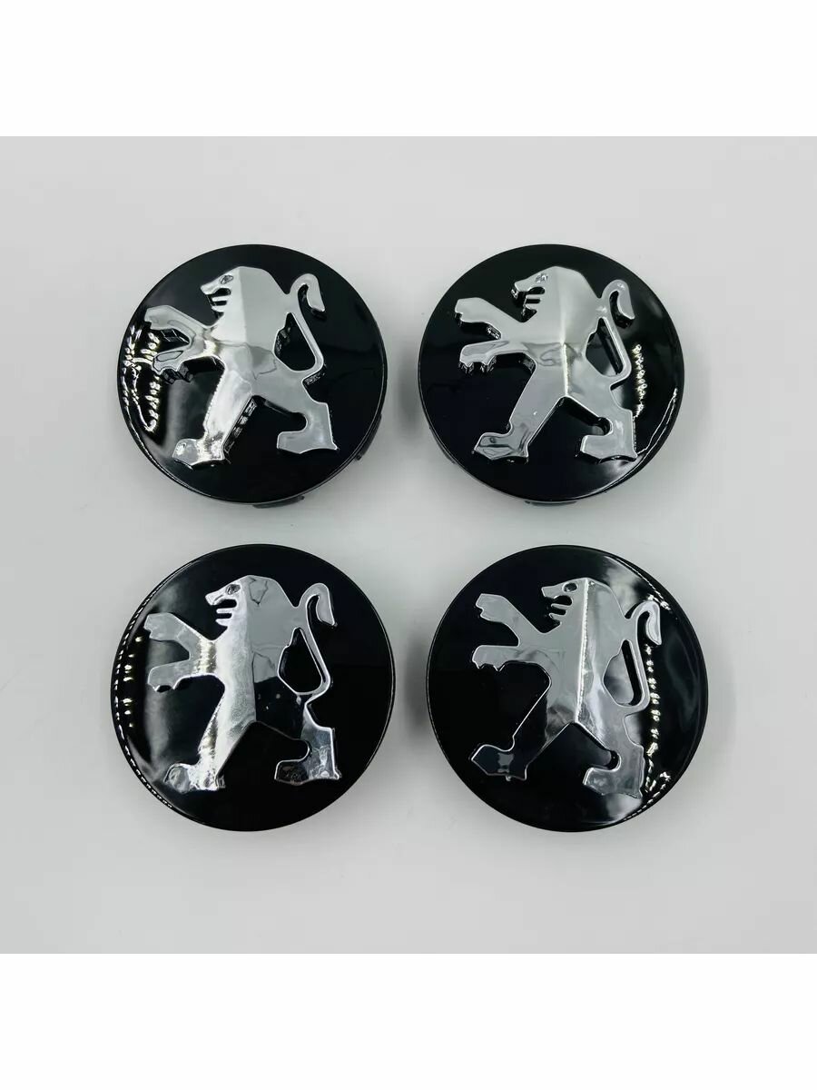 Колпачки на литые диски с эмблемой Peugeot 61 мм 4 шт