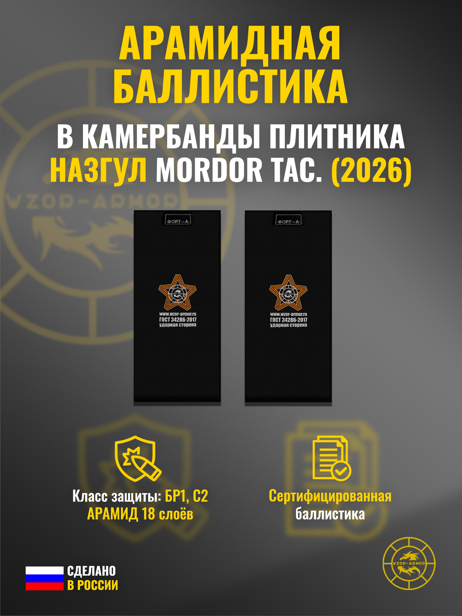 Баллистика арамид в камербанды бронежилета назгул (2026 г.) Mordor Tac. (18 слоев)