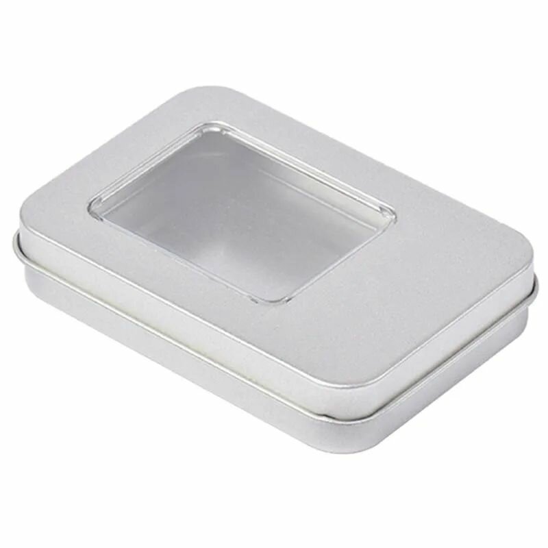 1 жестяная коробка для хранения игральных карт -пустая коробка с полуоткрытым окошком