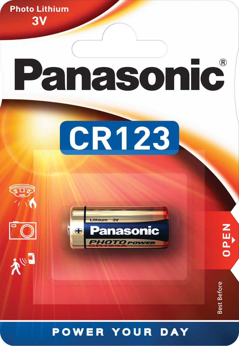 Батарейки Panasonic литиевые CR-123AL/1BP цилиндрические Lithium Power в блистере 1шт