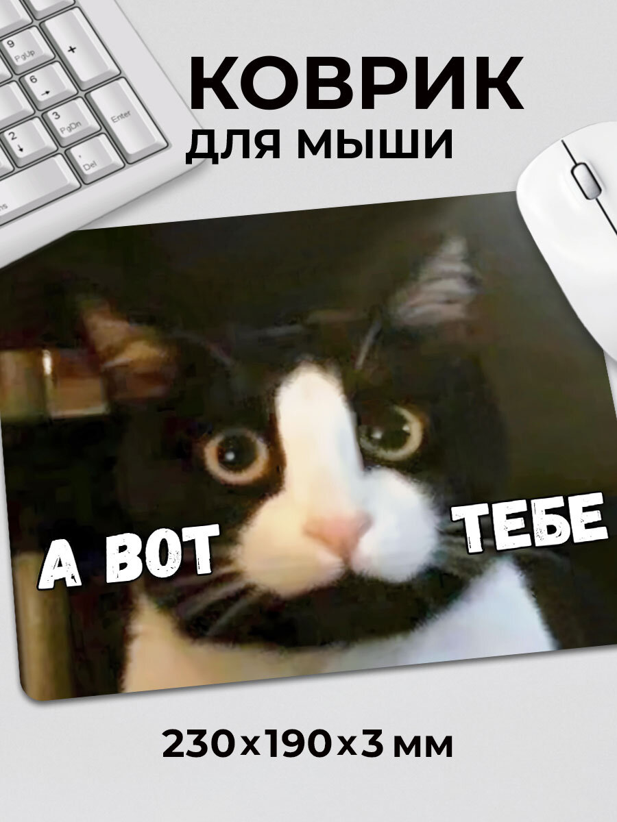 Коврик для мышки с приколом мем кот котик А вот тебе