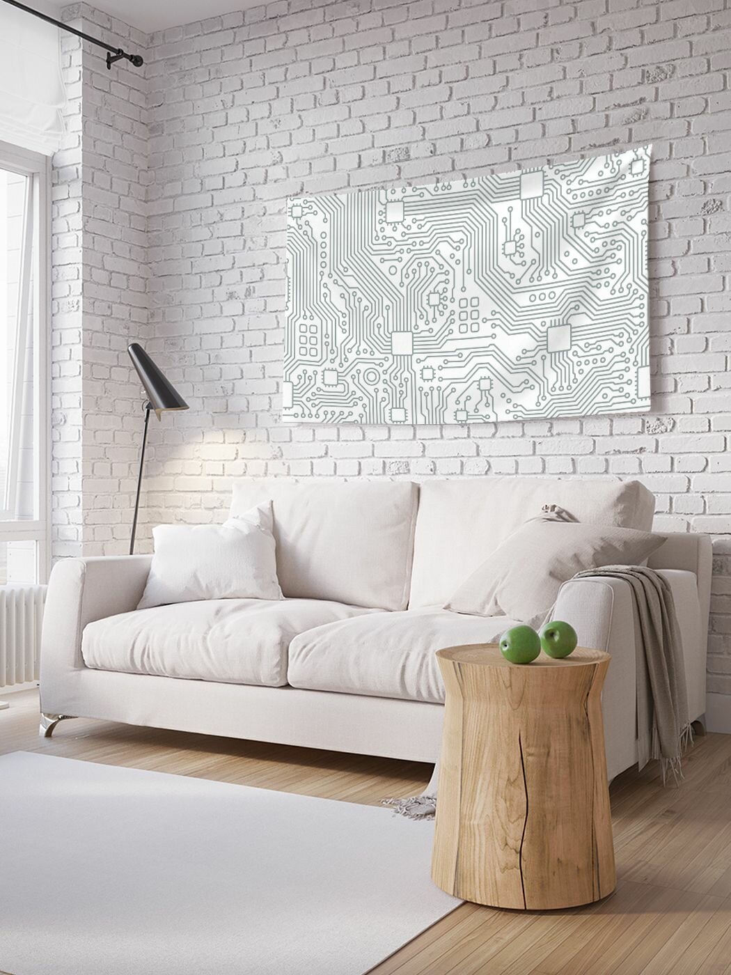 Фотопанно на стену тканевый горизонтальный "Электронная плата", 150х200 см, JoyArty