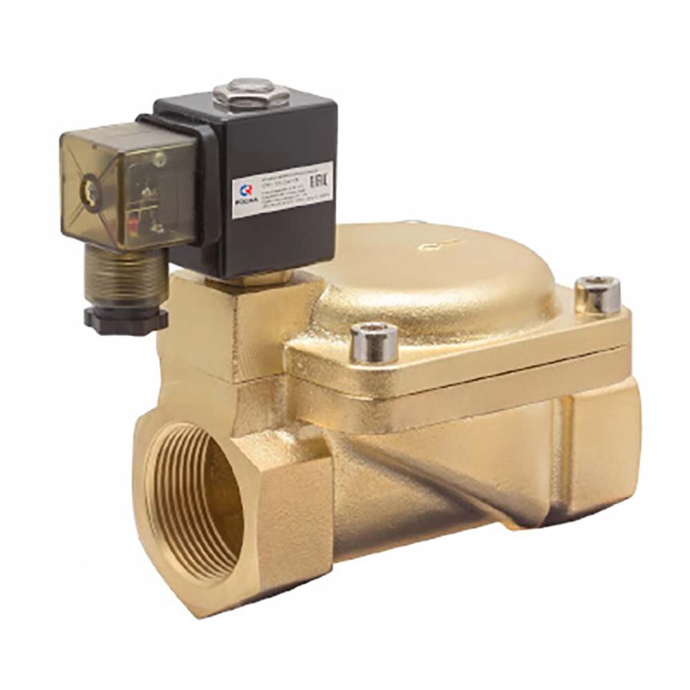 Клапан электромагнитный Росма СК-11-ВД Ду15 Ру16 латунный, нормально-закрытый, непрямого действия, мембрана - NBR, с катушкой 220В