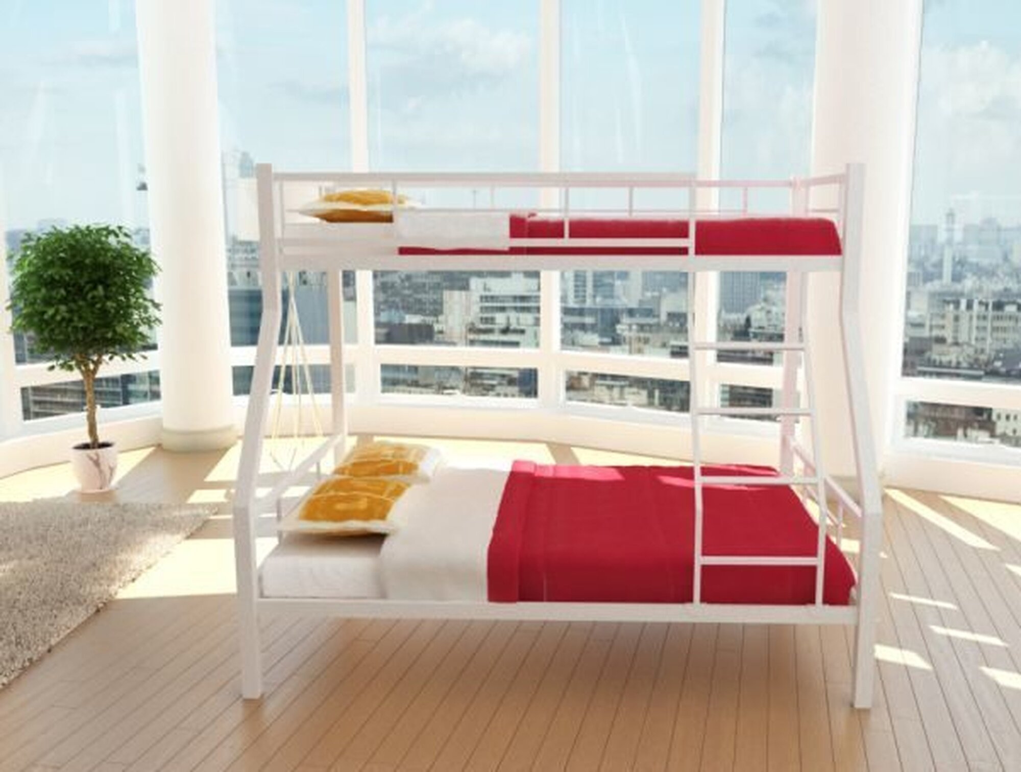 Кровать двухъярусная Мебель-Друг Гранада-1, металл, белая, 90x120 см Белый, С ортопедическим эффектом