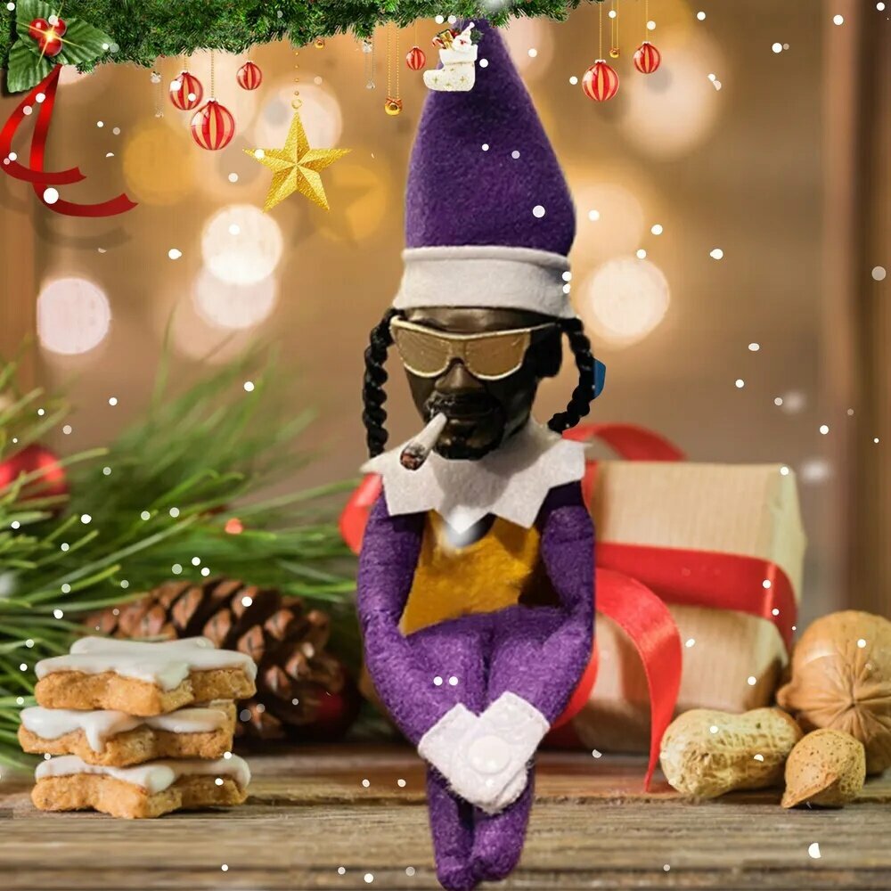 Рождественская кукла-эльф Snoop on The Stoop, черные эльфы, фетровые куклы из смолы, игрушки, орнамент
