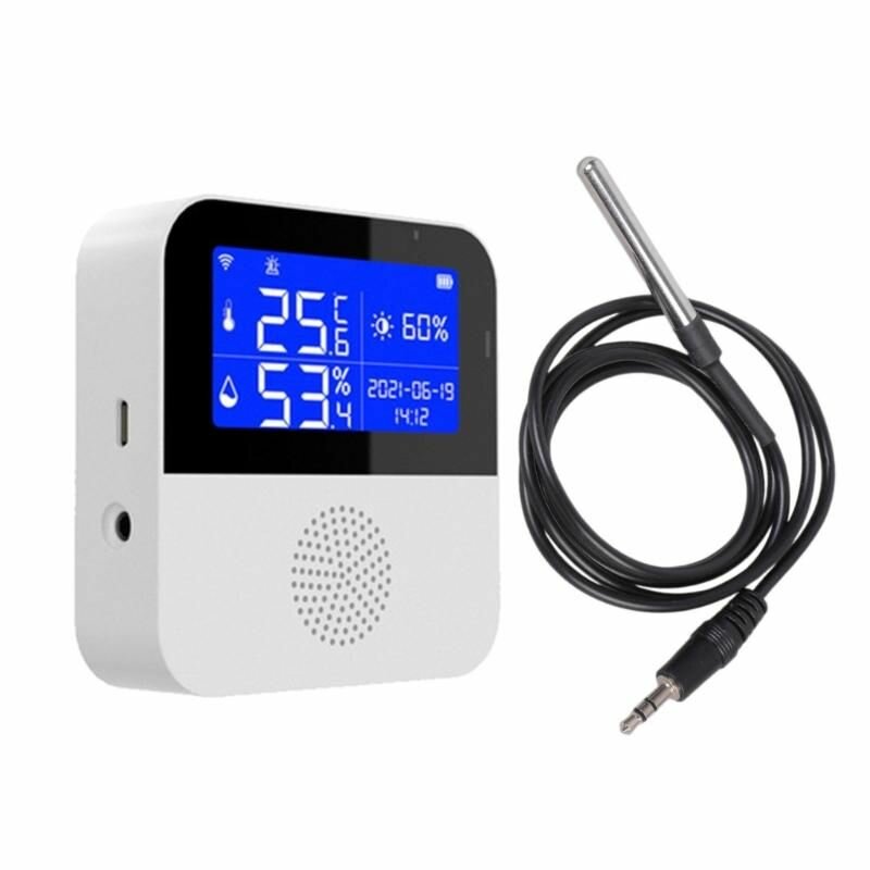 Термогигрометр Tuya Wi-Fi с подсветкой, - Датчик и температура