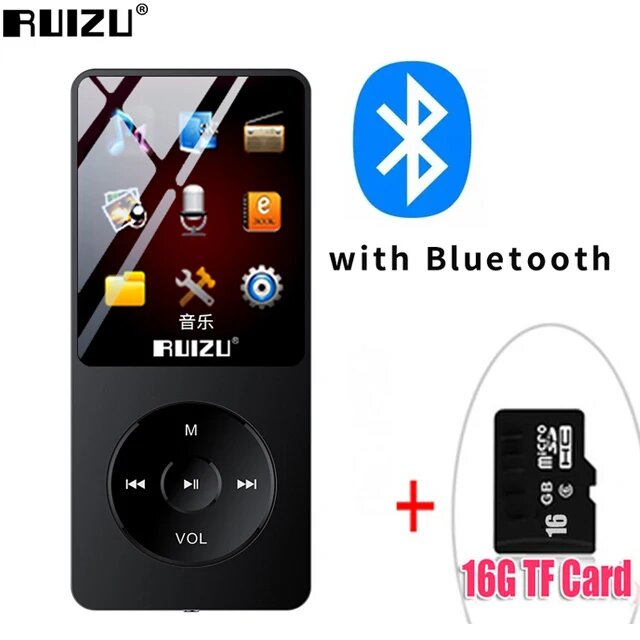 RUIZU X02 MP3-плеер 16 ГБ BlackAdd16GBTFCard
