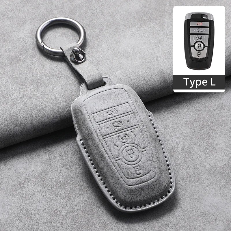 Кожаный чехол для ключей Ford Grey L1