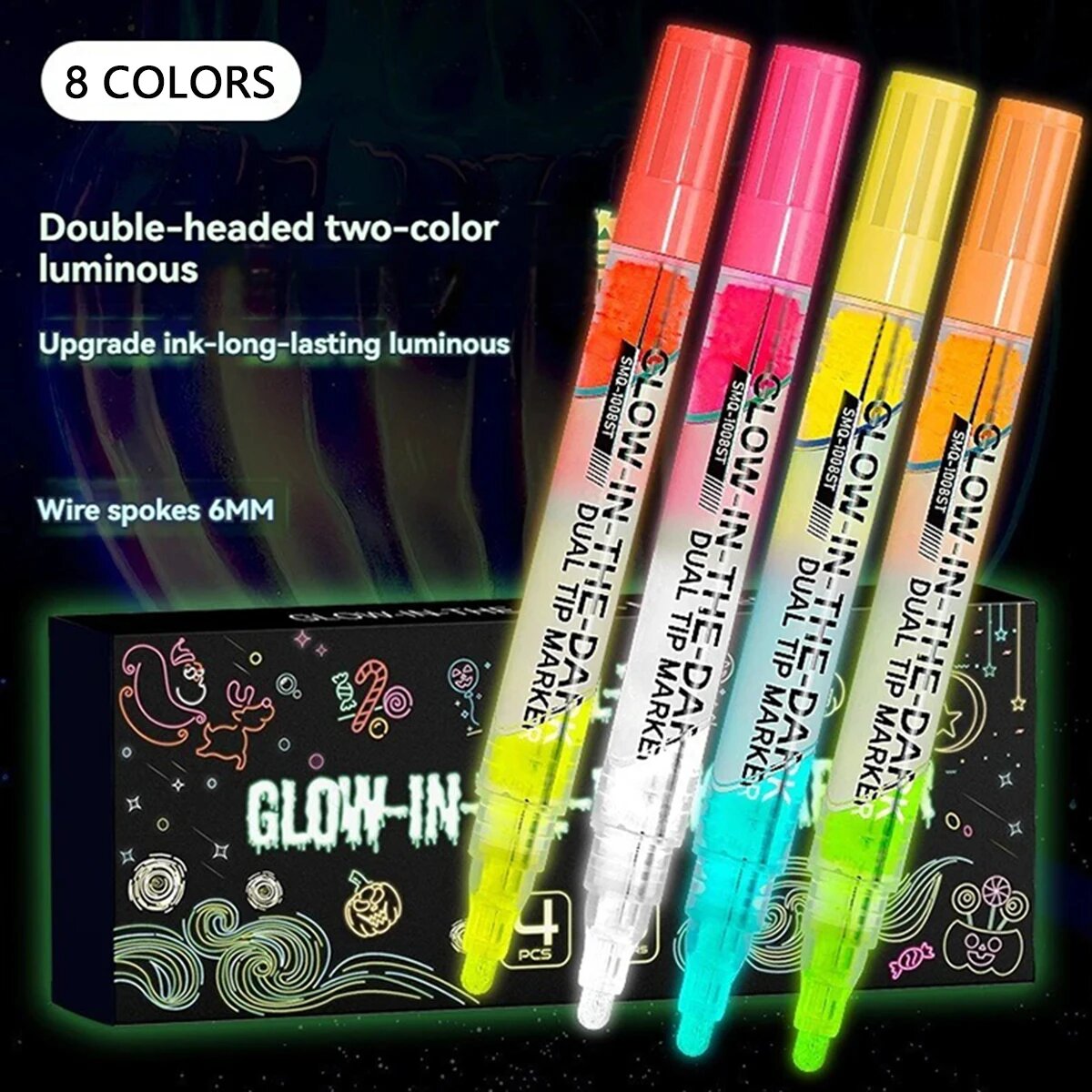 8 Цветов, Неоновые УФ-флуоресцентные Акриловые Маркеры, Набор Светящихся В Темноте Принадлежностей Для Рукоделия «сделай Сам»