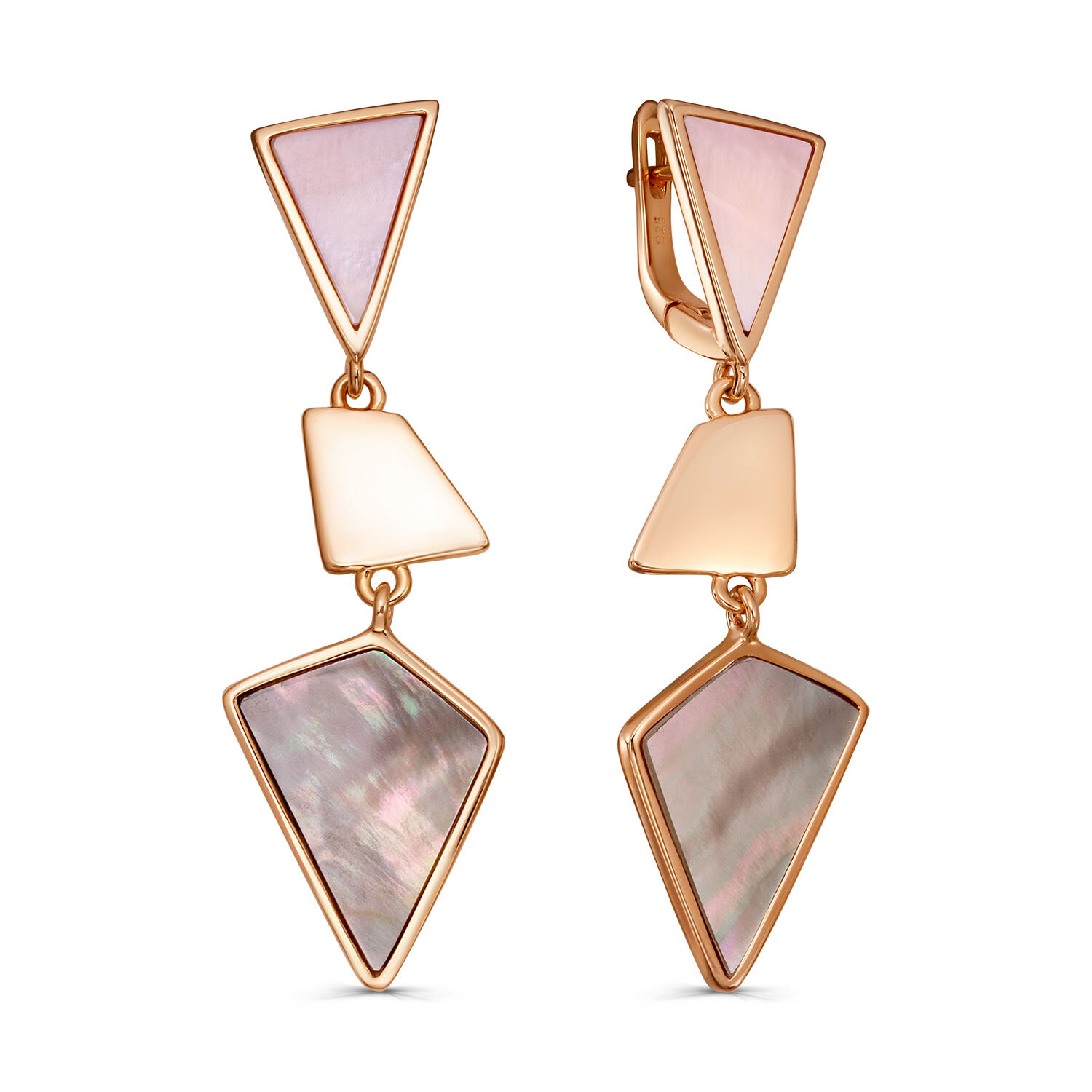 Серьги с подвесками, серебро, 925 проба, родирование, перламутр