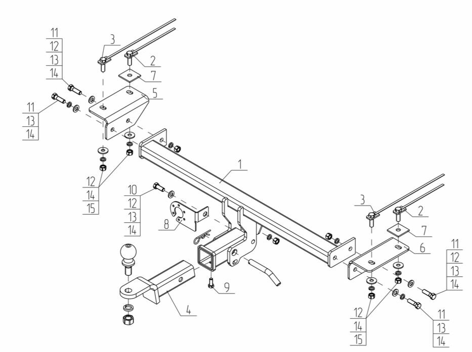 Фаркоп для Jetour Dashing 2023- Тип шара: E. Нагрузки: 1200/75 кг, CE 10B