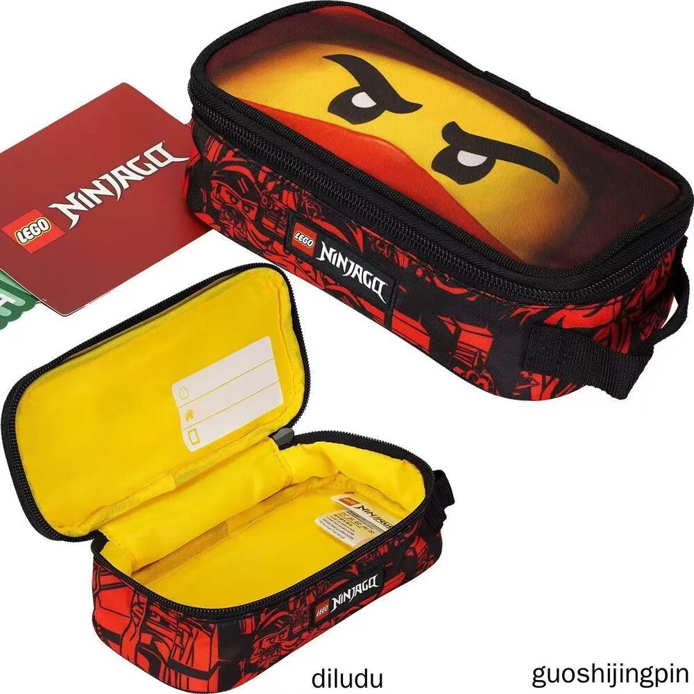 Пенал LEGO Ninjago для школы, прямоугольный, из полиэстера, для мальчиков и девочек, красный
