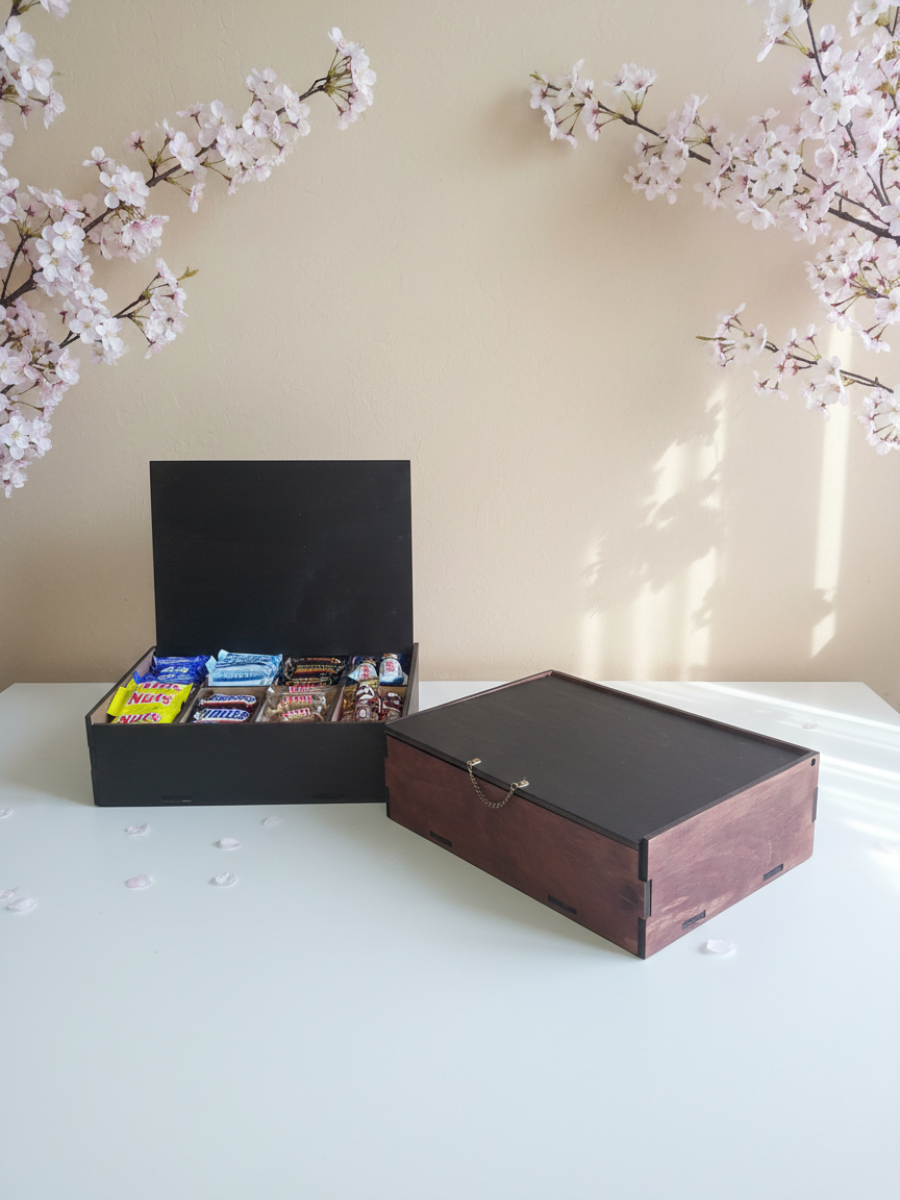 Подарочный набор "Мини-шоколад", 8 видов, в деревянной шкатулке 1,9 кг