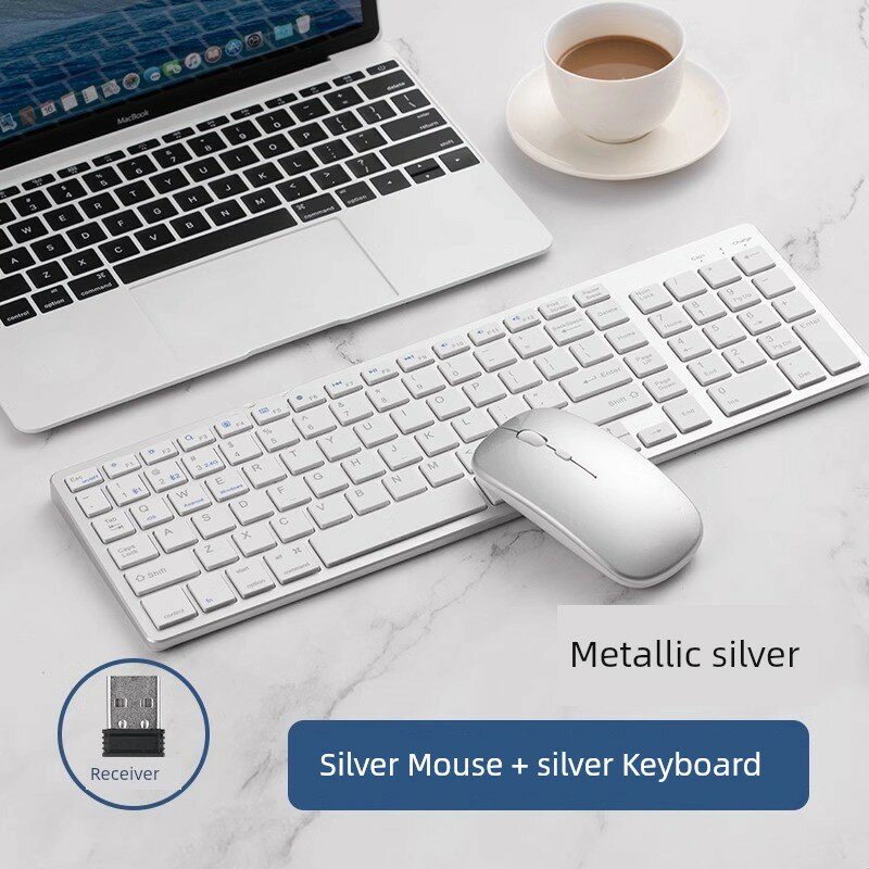 Металлически серый беспроводной комплект клавиатура и мышь для MacBook iPad Mac - 3-режим совместимость, удобный дизайн