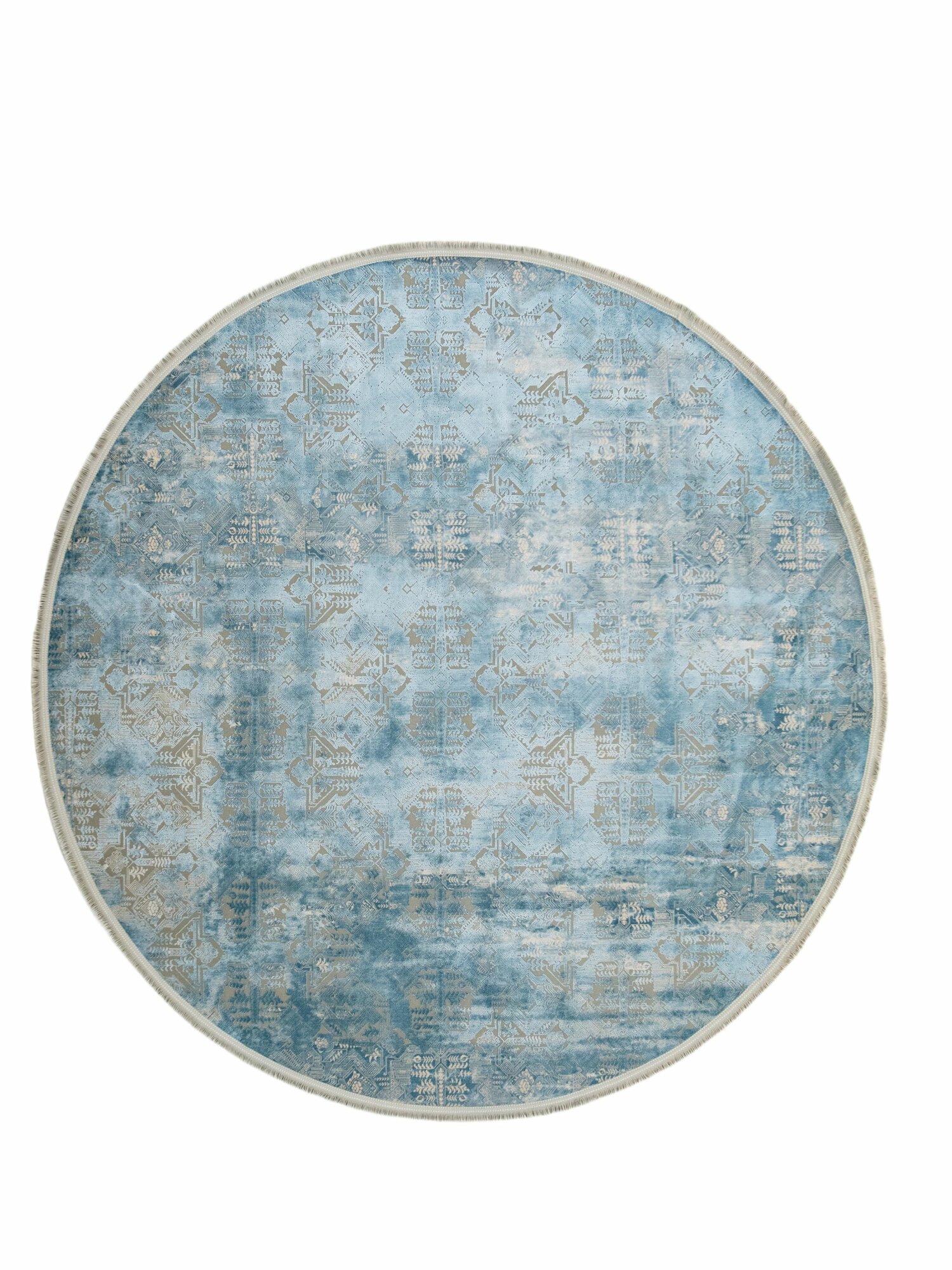 Ковер круглый высокоплотный натуральный PREMIUM-коллекции иранский дизайнерский 2 х 2 м, шёлк и хлопок, шёлковый блеск, размер 200 на 200 см высокого качества