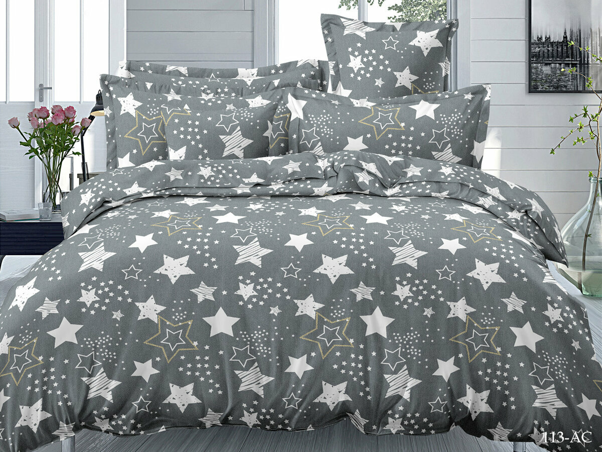 Комплект Постельного Белья Cleo ART COLOR Евро. Пододеяльник 200х220. Простыня 220х240. Наволочки 50х70х2, 70х70х2.