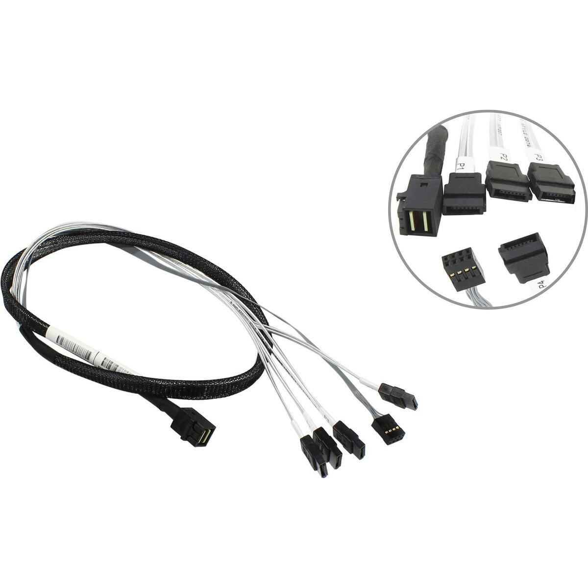 LR-LINK Кабель SFF-8643-->4xSATA 0.8м