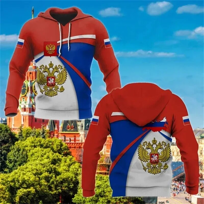 Красная толстовка с российским гербом, размер L, DH87CJR21QT