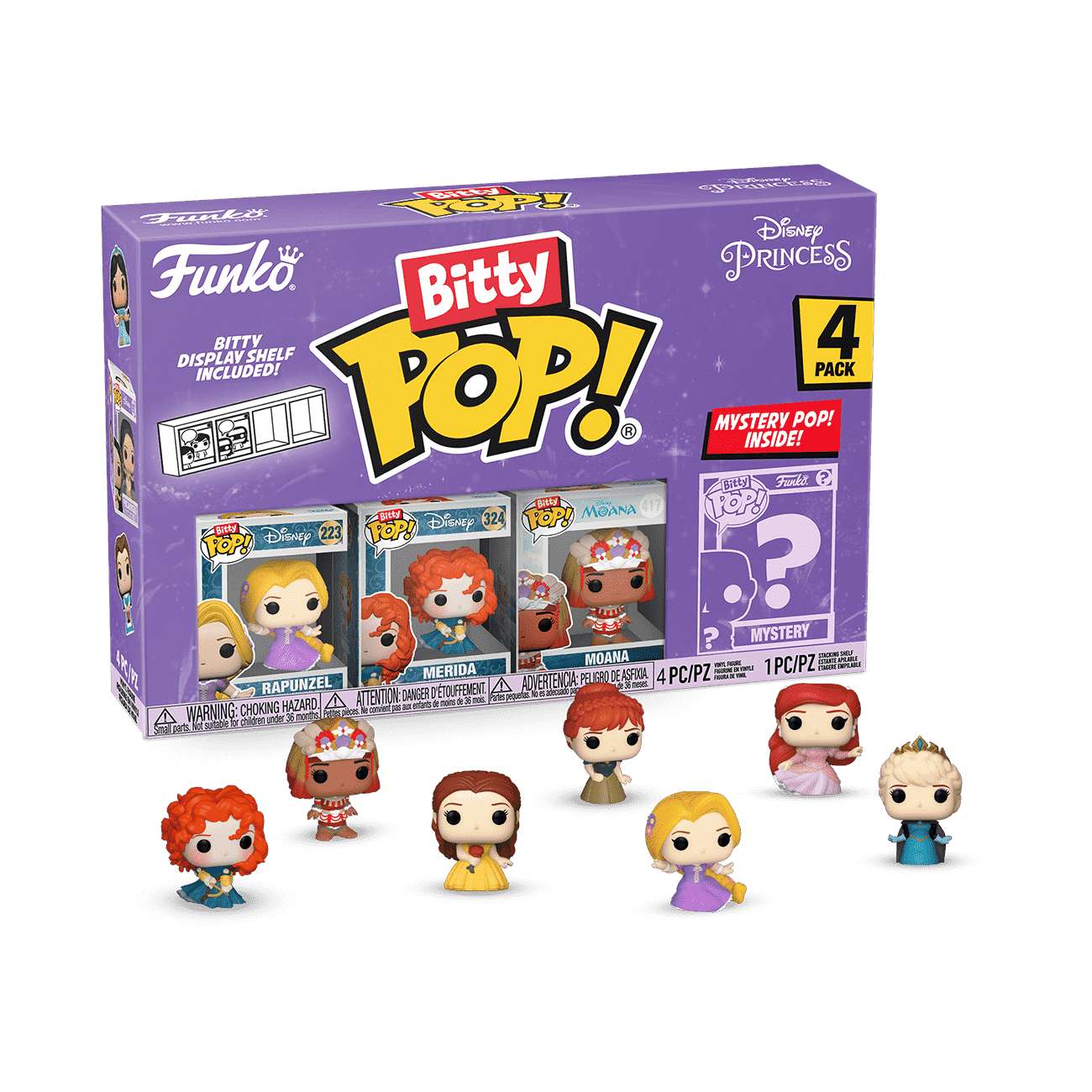 Набор фигурок Funko Bitty POP! Disney Princess 73030 Рапунцель, Мерида, Моана, 4 шт (1 фигурка-сюрприз)