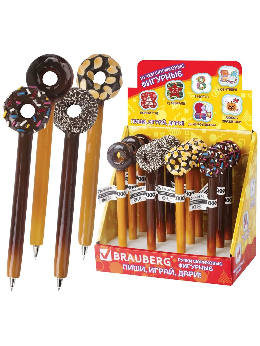 Ручка шариковая фигурная 1 шт. 0,5 мм дизайн ассорти синяя