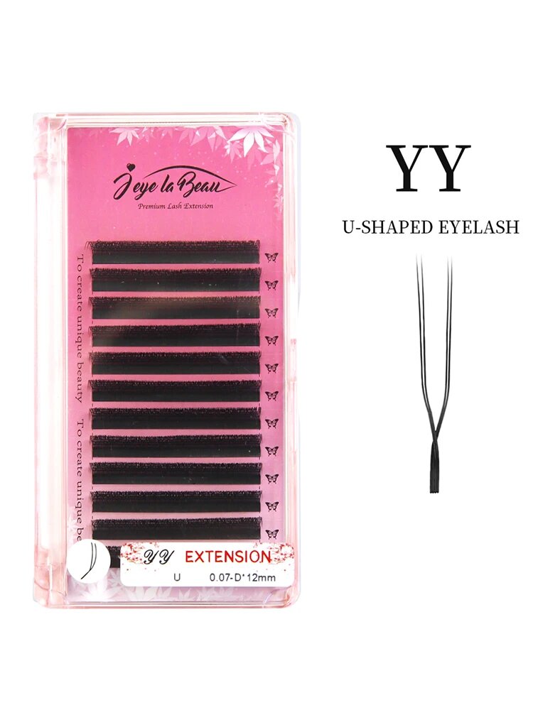 Набор для наращивания ресниц CINNIE EYE U-образные пучки 3D C, 8-15 MIX, UY