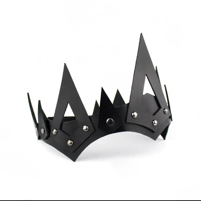 Кожаная королевская тиара для косплея Черный, black rivetted