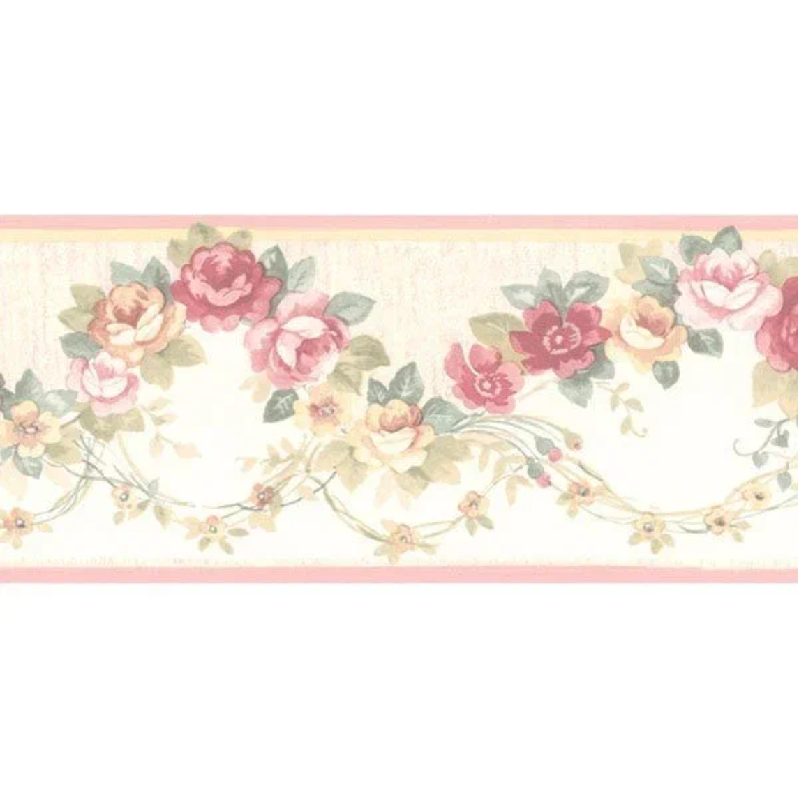 Обои Aura Little England II PR79655 (PF79510); 0,11х4,57 м. , Винил на бумаге , розовый, желтый
