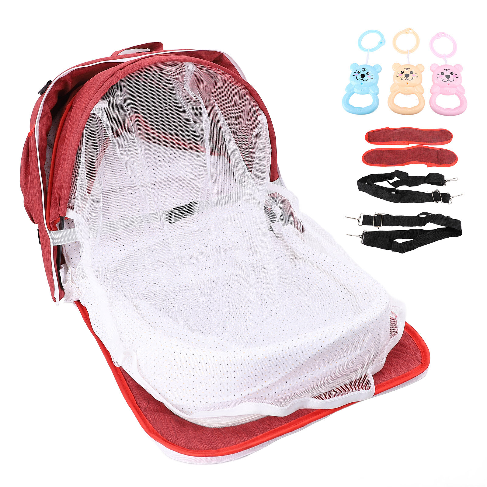 Детская Дорожная Люлька Многофункциональная Портативная Складная Легкая Кроватка-Шпаргалка для Красного Цвета