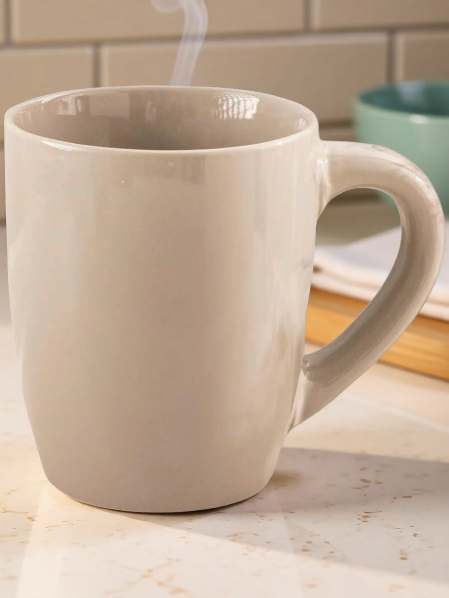 Кружка Керамическая. Подарочная Чашка для чая, кофе, какао, супа. Стакан для холодных и горячих напитков для 1 персоны, 1 предмет. Бежевая Большая 730 мл.