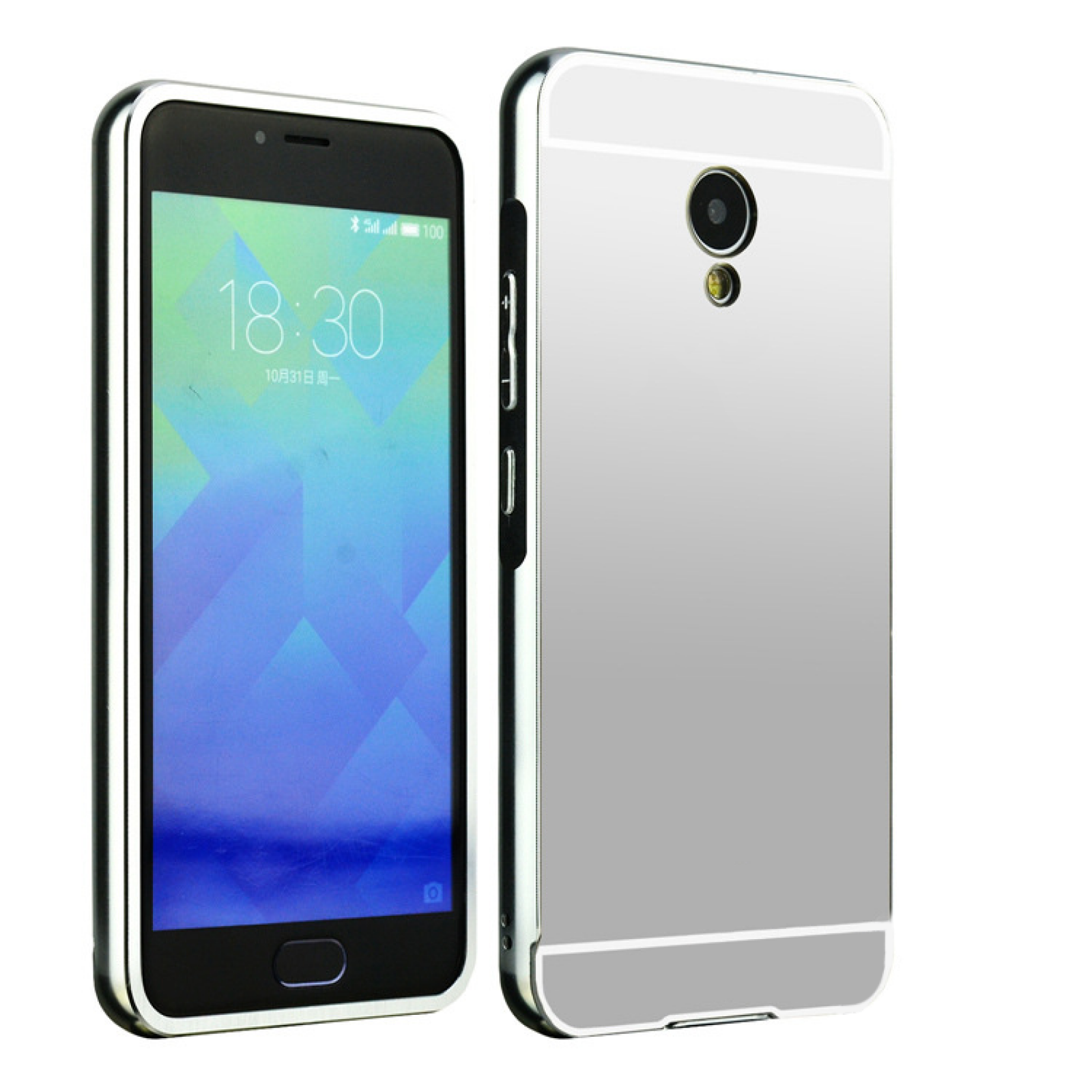 Чехол-бампер MyPads для Huawei Honor 7C с алюминиевым металлическим бампером и поликарбонатной накладкой серебристый