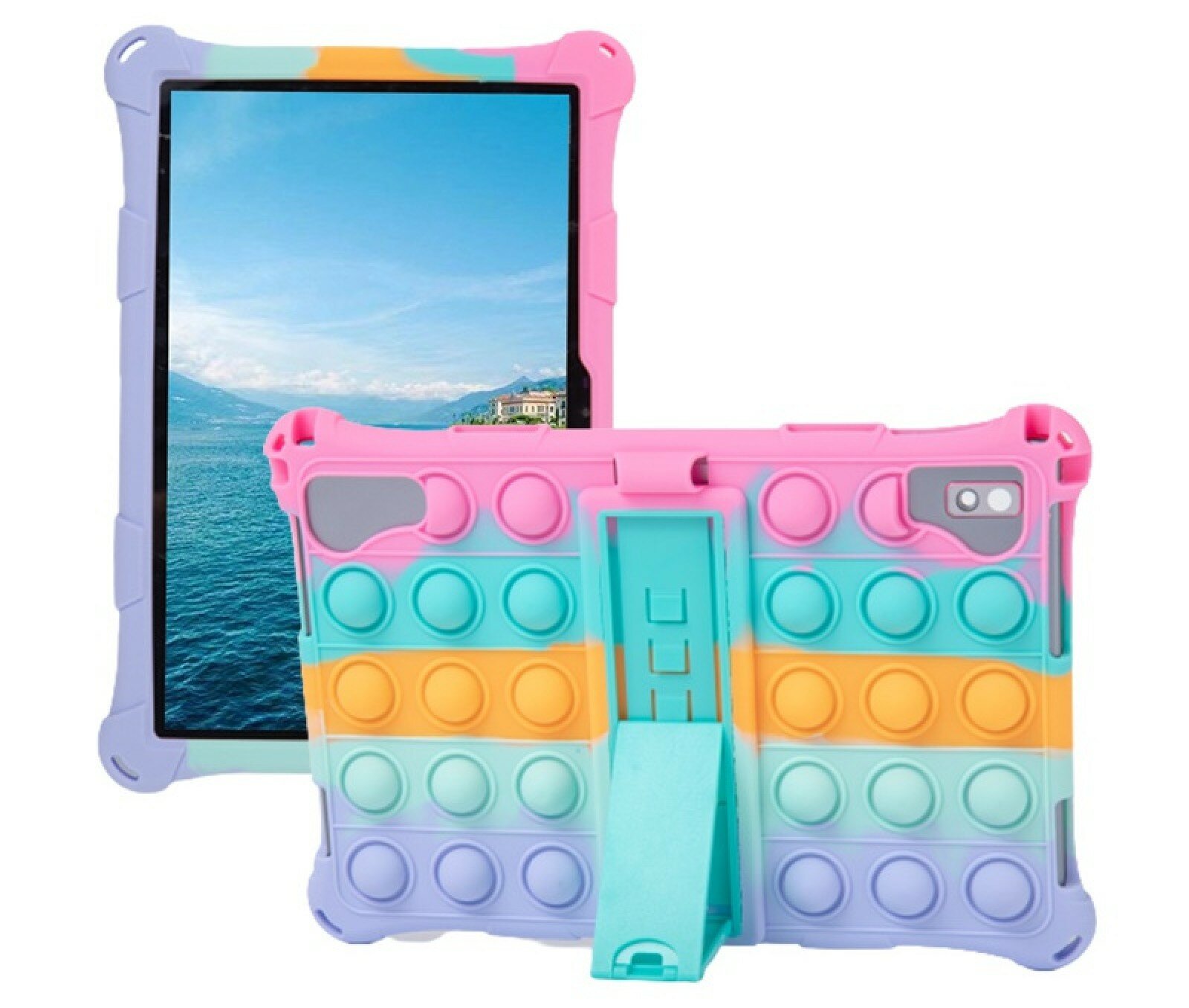 Чехол-бампер MyPads Antistress для Teclast M40 PLUS, P30S, P40HD с крепежом для стилуса и подставкой силиконовый яркий молодежный