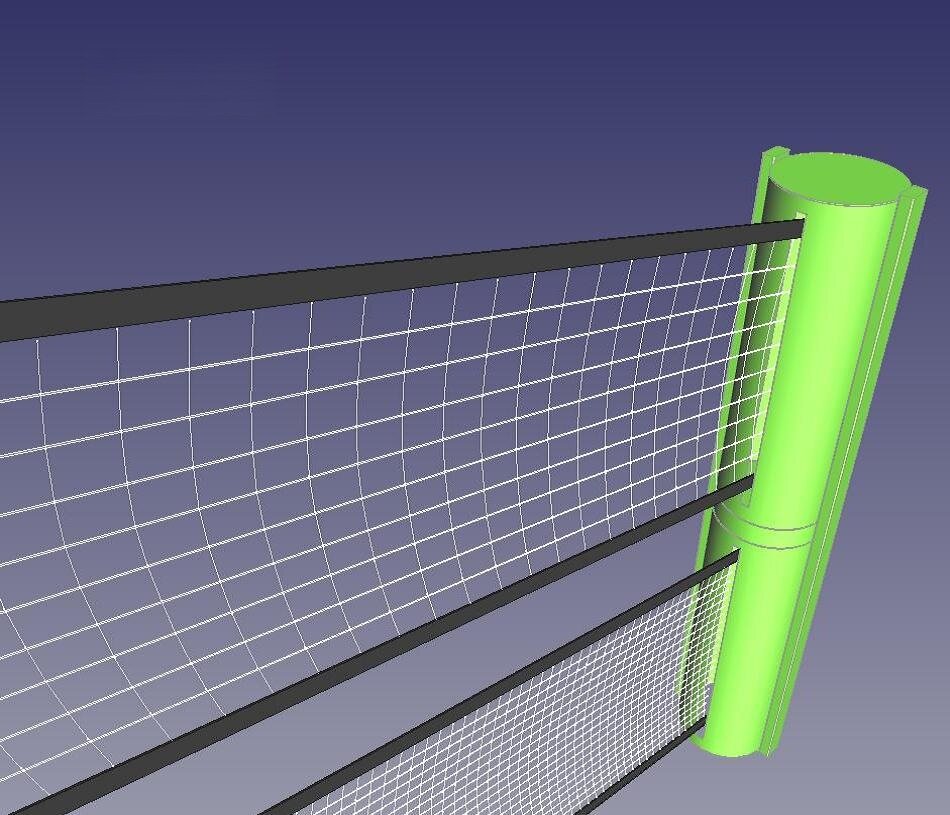 Стойки универсальные для волейбола и большого тенниса с сеткой тросет 001 уличные с системой натяжения бетонируемые
