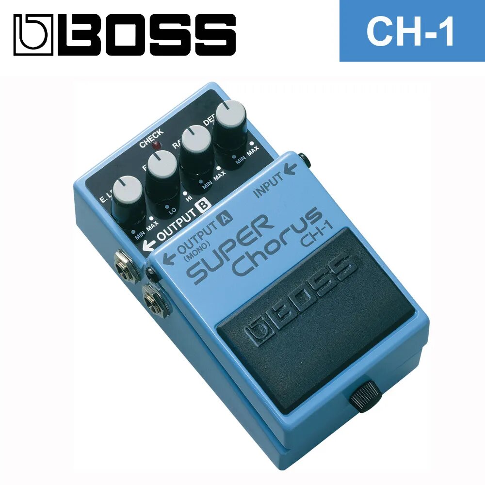 Boss CH-1 Super Chorus Педаль эффектов для электрогитары, металл, голубой, с блоком питания — фото 1