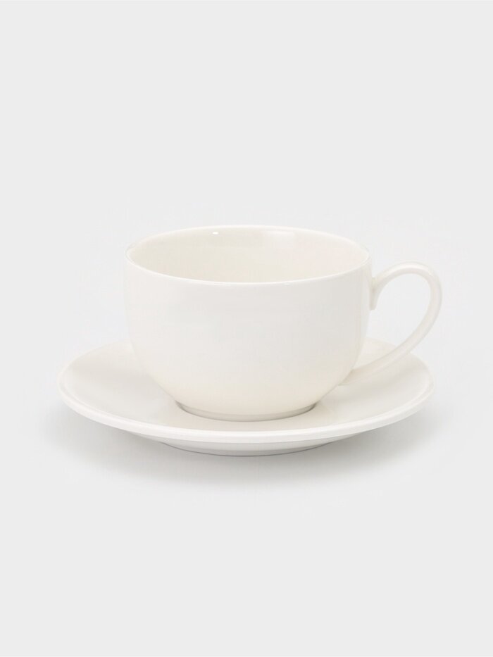 Чайная пара Magistro «Бланш», 2 предмета: чашка 250 мл, блюдце, фарфор, белая