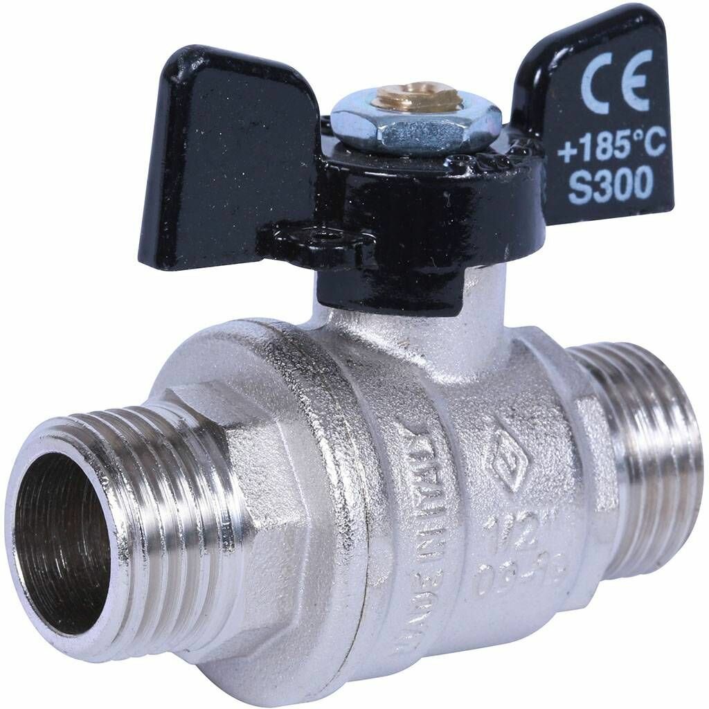 Кран шаровой ручка-бабочка BUGATTI Oregon 3270022 нар-нар резьба 1/2"
