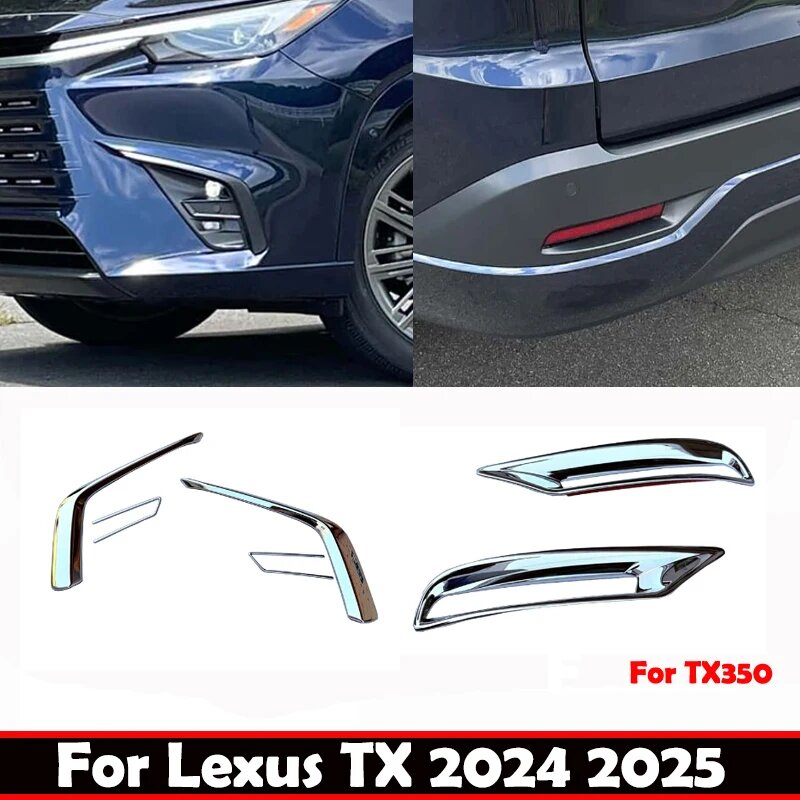 Для Lexus TX TX350 2024 2025 ABS хром передняя и задняя противотуманная фара, крышка противотуманной фары, внешний бампер, лампа, накладка, молдинг, декоративная рамка
