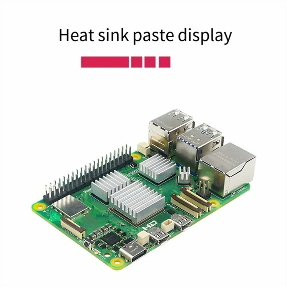 Для Raspberry Pi 5: радиатор для процессора с клейкой основой, обеспечивающий эффективное охлаждение и теплопроводность чипа, комплект радиаторов, B