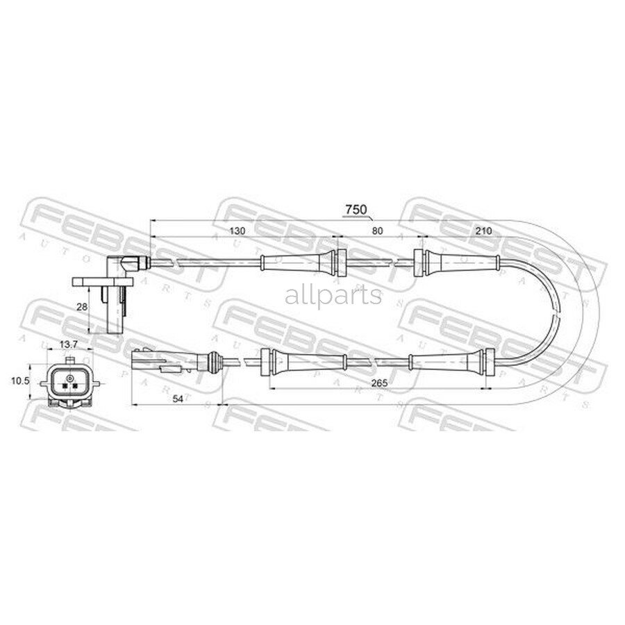 FEBEST 24606-013 Датчик ABS RENAULT DUSTER (10-)/DUSTER II (21-)/ARKANA (19-) задн. 4X4