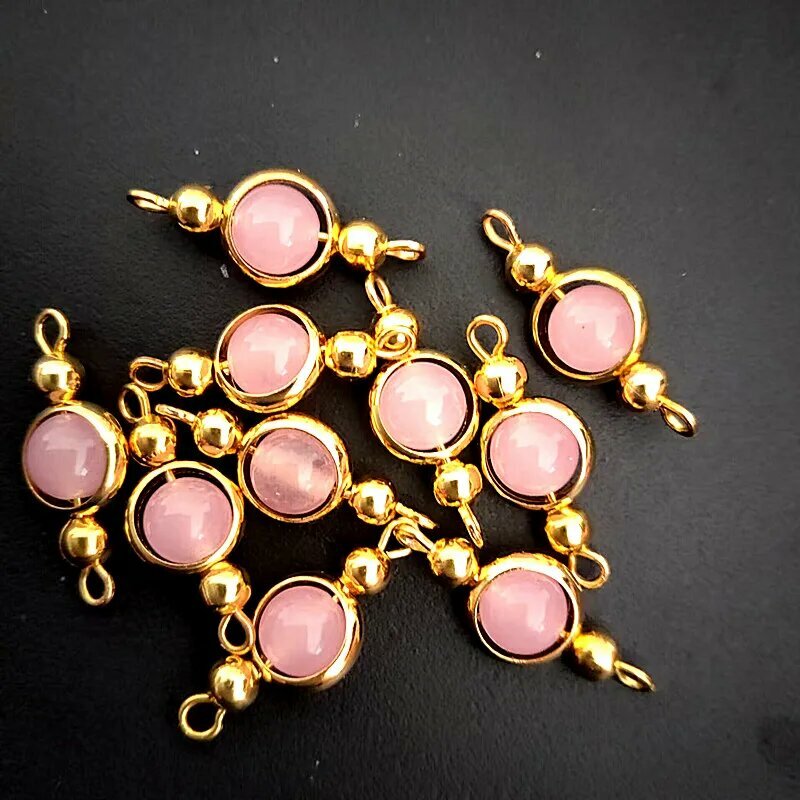 10 шт. 8*22 мм, розовый халцедон, соединители из камня, фурнитура для изготовления ювелирных изделий, подвески, шармы, аксессуары для серег 0410