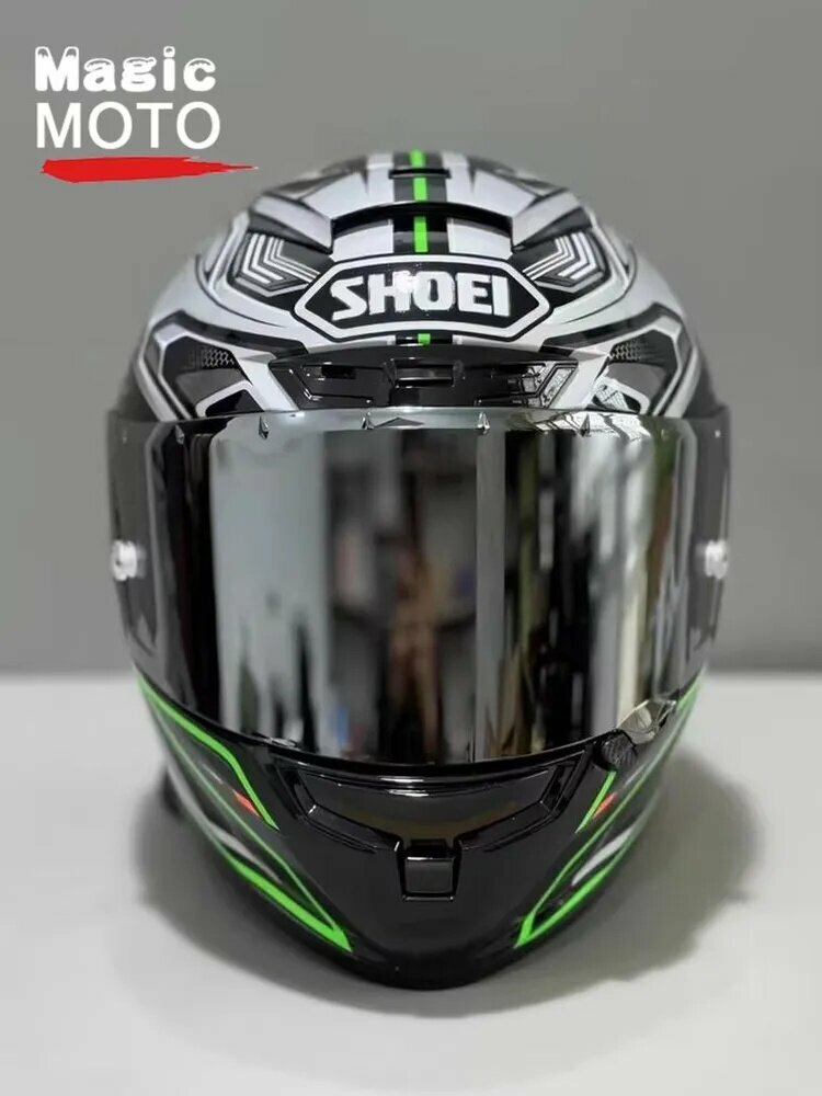 Shoei Мотошлем, цвет: черный, зеленый, размер: M