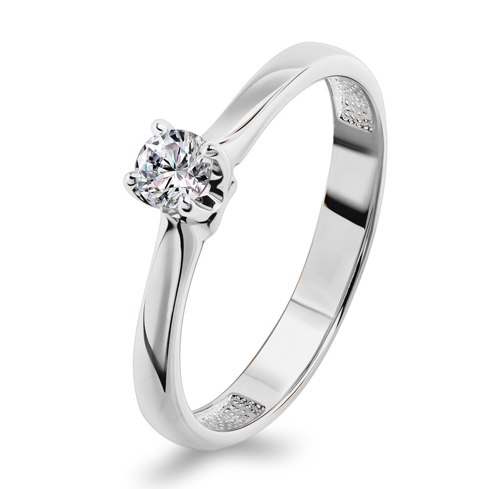 Кольцо помолвочное, белое золото, 585 проба, родирование, бриллиант