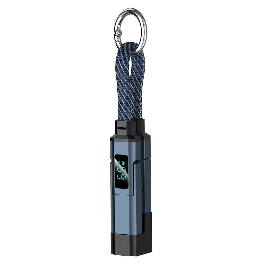 Cikiki 4 в 1 USB C Брелок-зарядный кабель, быстрая зарядка 65 Вт, короткий ремешок для телефона, кабель для передачи данных, подходит для Lightning/Type-C/USB-A/USB-C, портативный многофункциональный зарядный кабель с цифровым дисплеем.