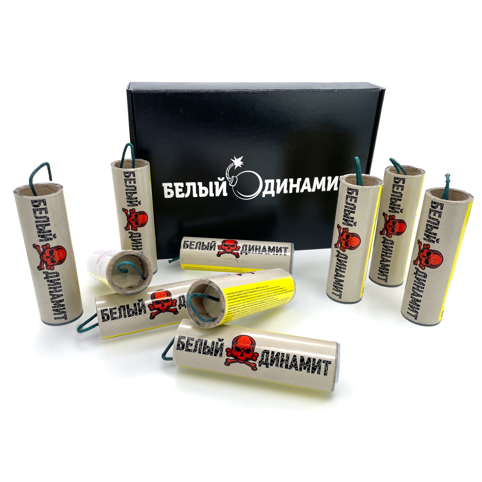 Петарды фитильные Белый Динамит 10 шт пороха 16 гр громкость 140 Дб ТМ волк супер громкие И самые мощные B048