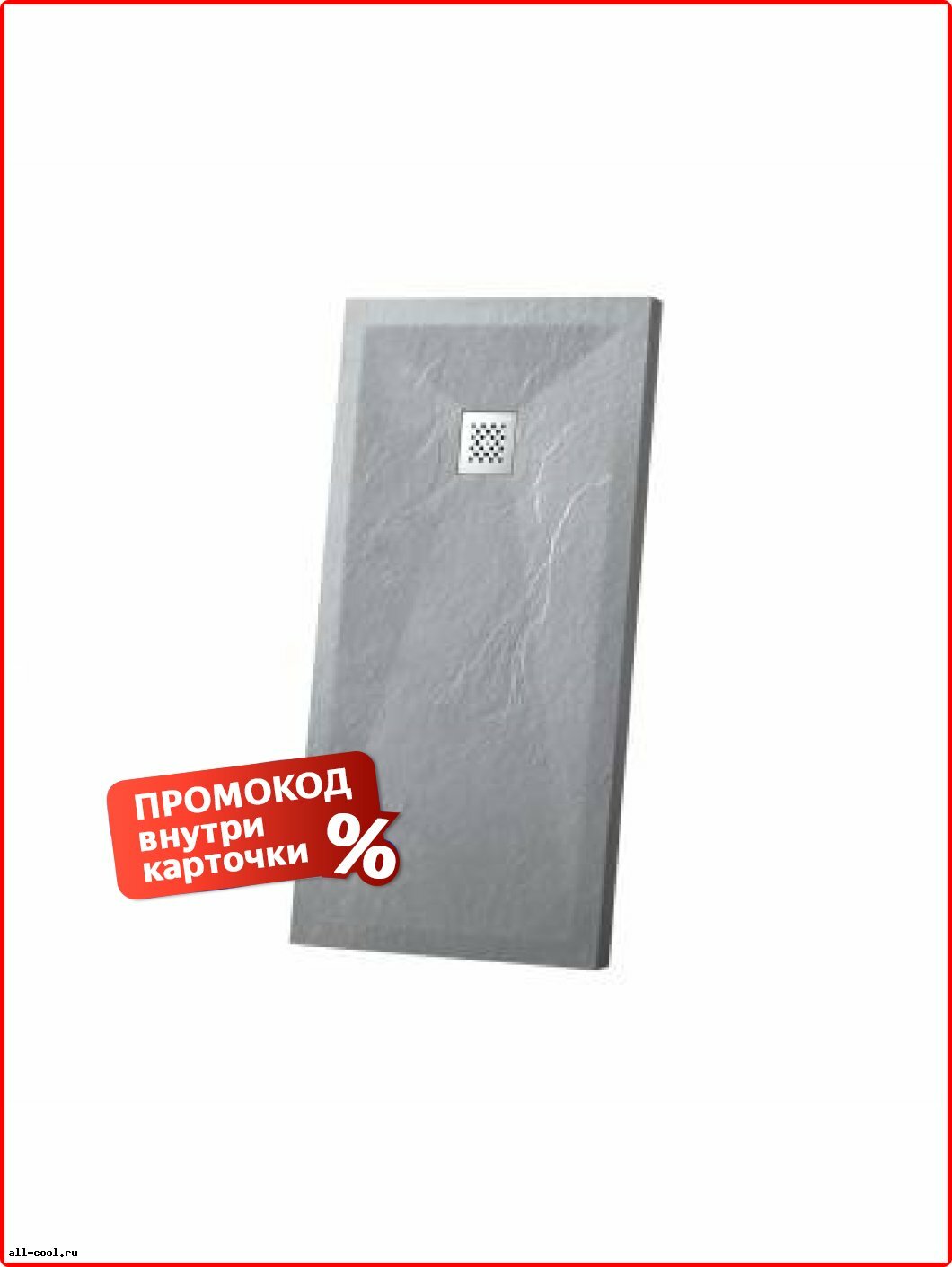 Поддон для душа Vincea Berenice 110x90 низкий, искусственный камень, прямоугольный, серый